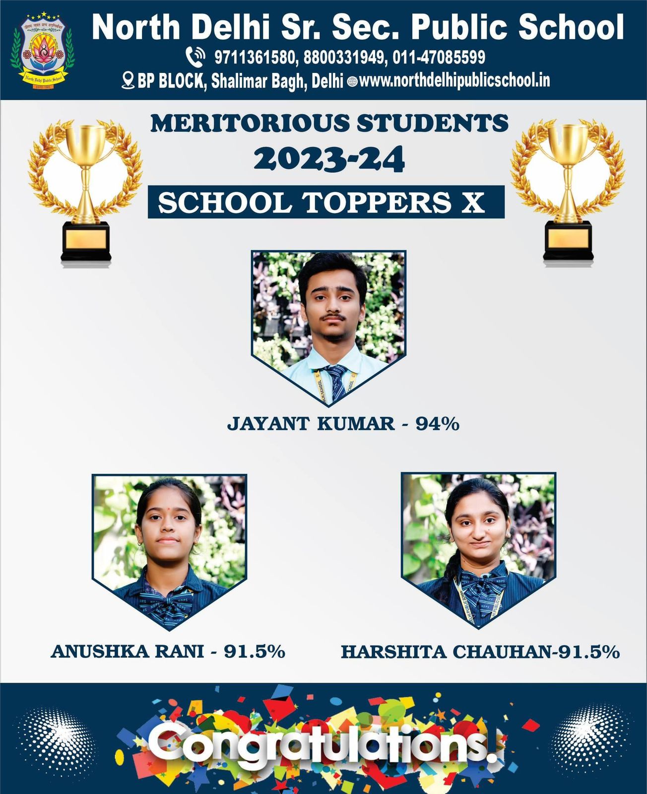 Result at a Glance - North Delhi Public School